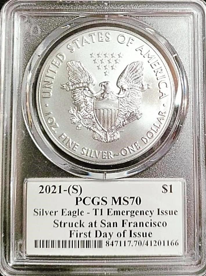 2021 (S) Silver Eagle- T1 First Day of Issue- Emergency Issue MS70 Sig – Goldstar Mint