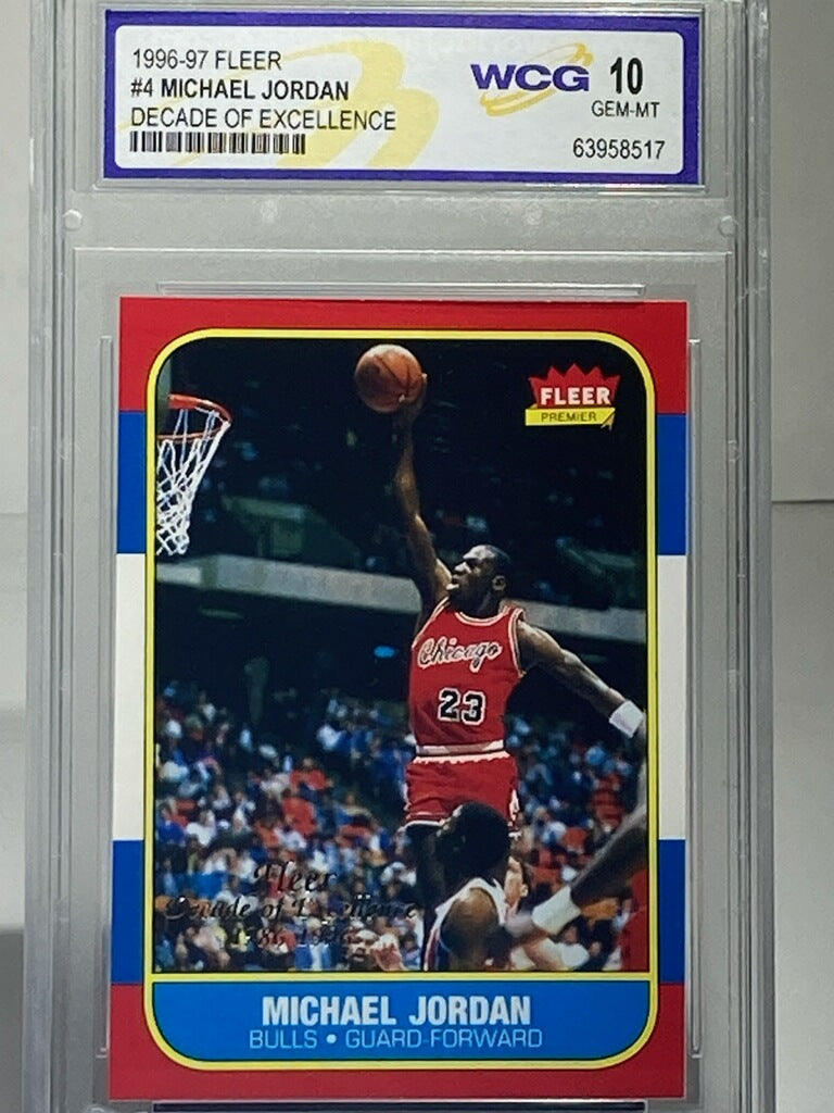1996 FLEER MICHAEL JORDAN - DECADE OF EXCELLENCE #4 WCG GRADED 10 GEM ...
